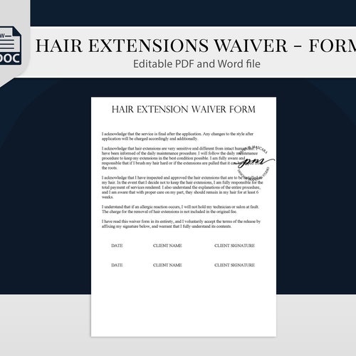 Hair Extensions Waiver Form Template Hair Stylist Contract - Etsy