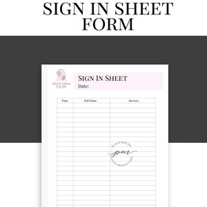 Salon Client Sign-in Sheet Template, Editable Spa and Office Client ...