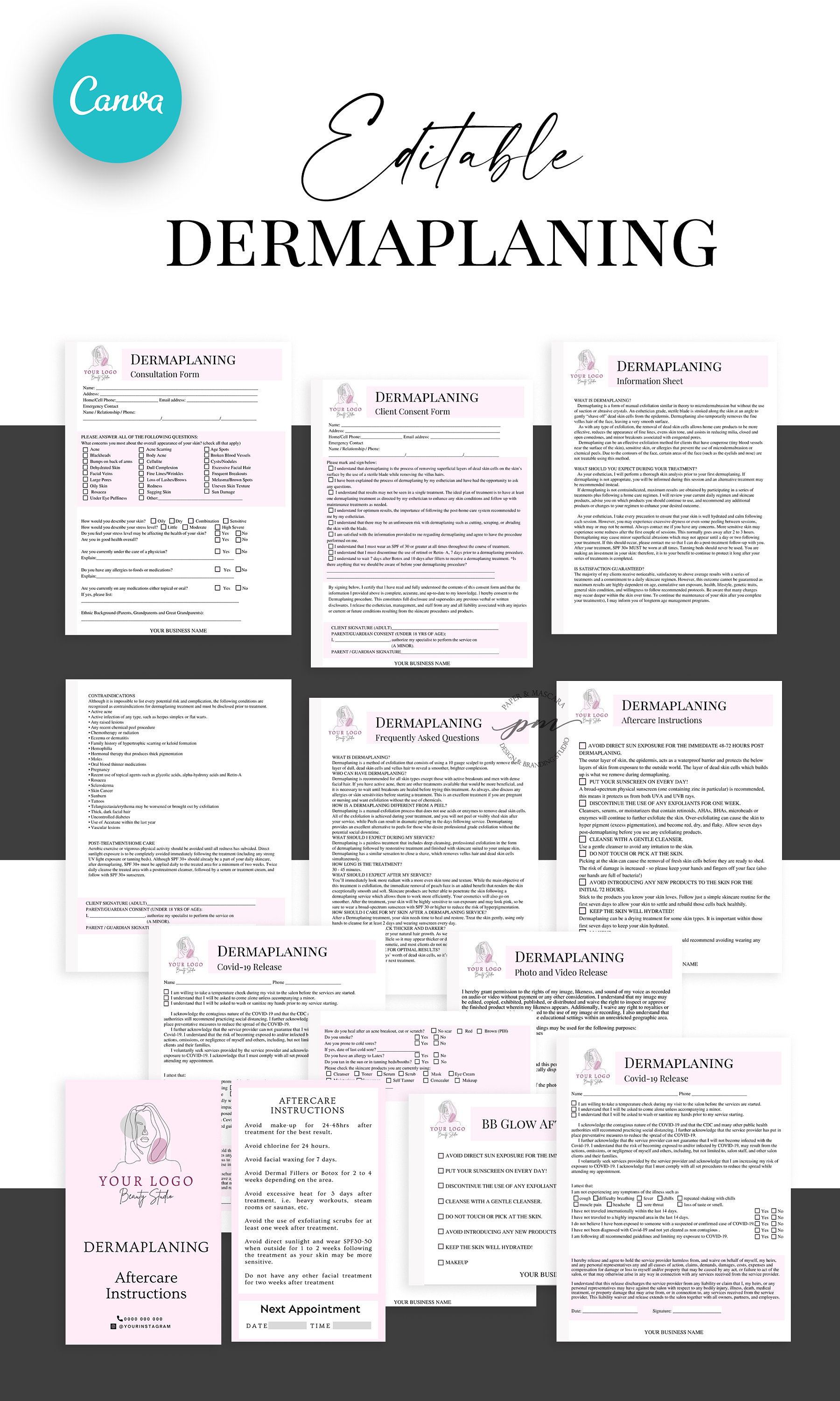 Editable Dermaplaning Form Template Dermaplaning Consent and - Etsy