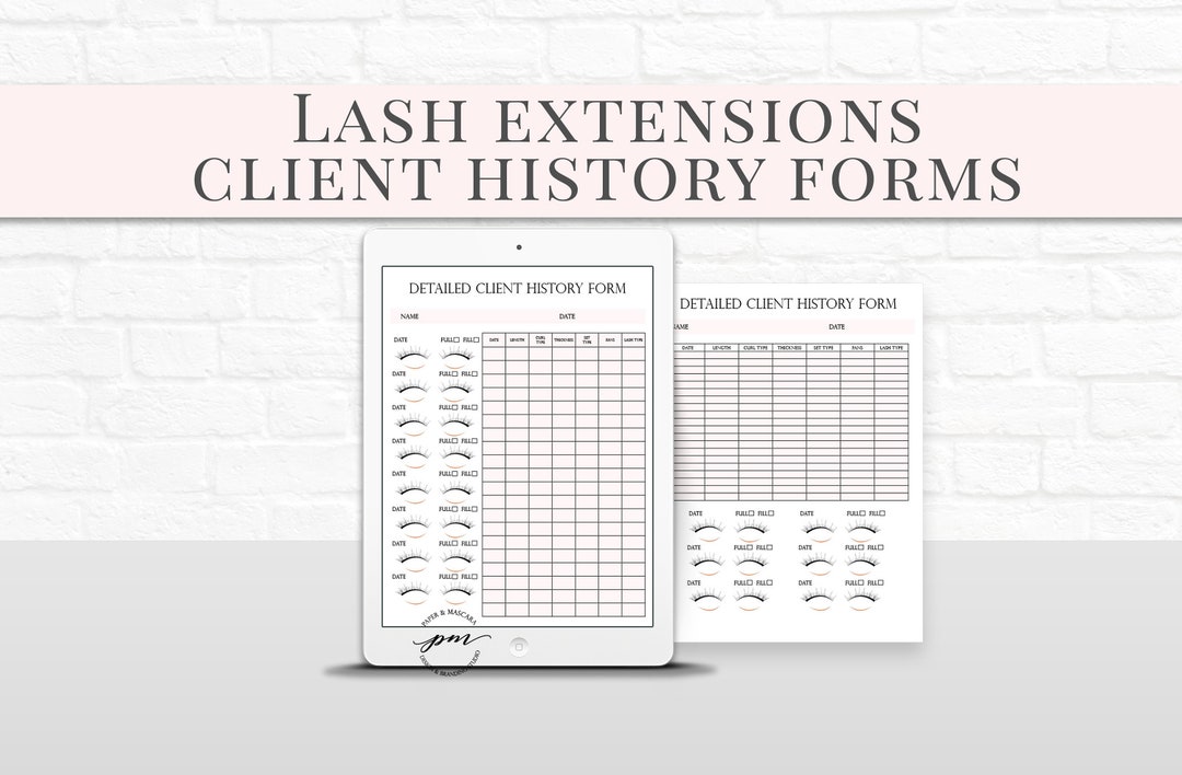 Eyelash Extensions Client History Form for Tablets, Lash Mapping Sheets ...