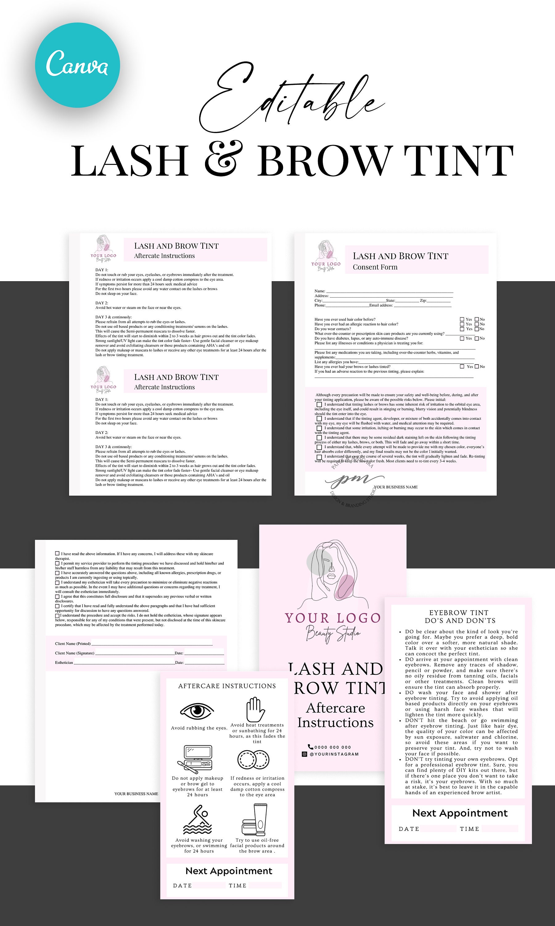 Editable Lash and Brow Tinting Form Template Lash Tinting - Etsy