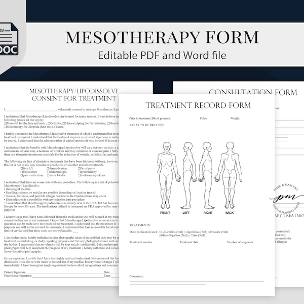 Mesotherapy Consent Form - Etsy UK