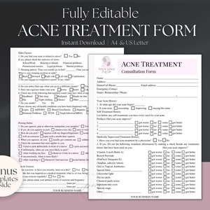Editable Acne Treatment Client Consultation Form Template, Customizable ...