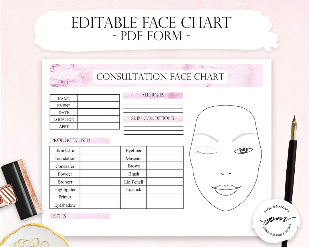 Editable Makeup Artist Face Chart, Freelance Makeup Artist Forms - Etsy