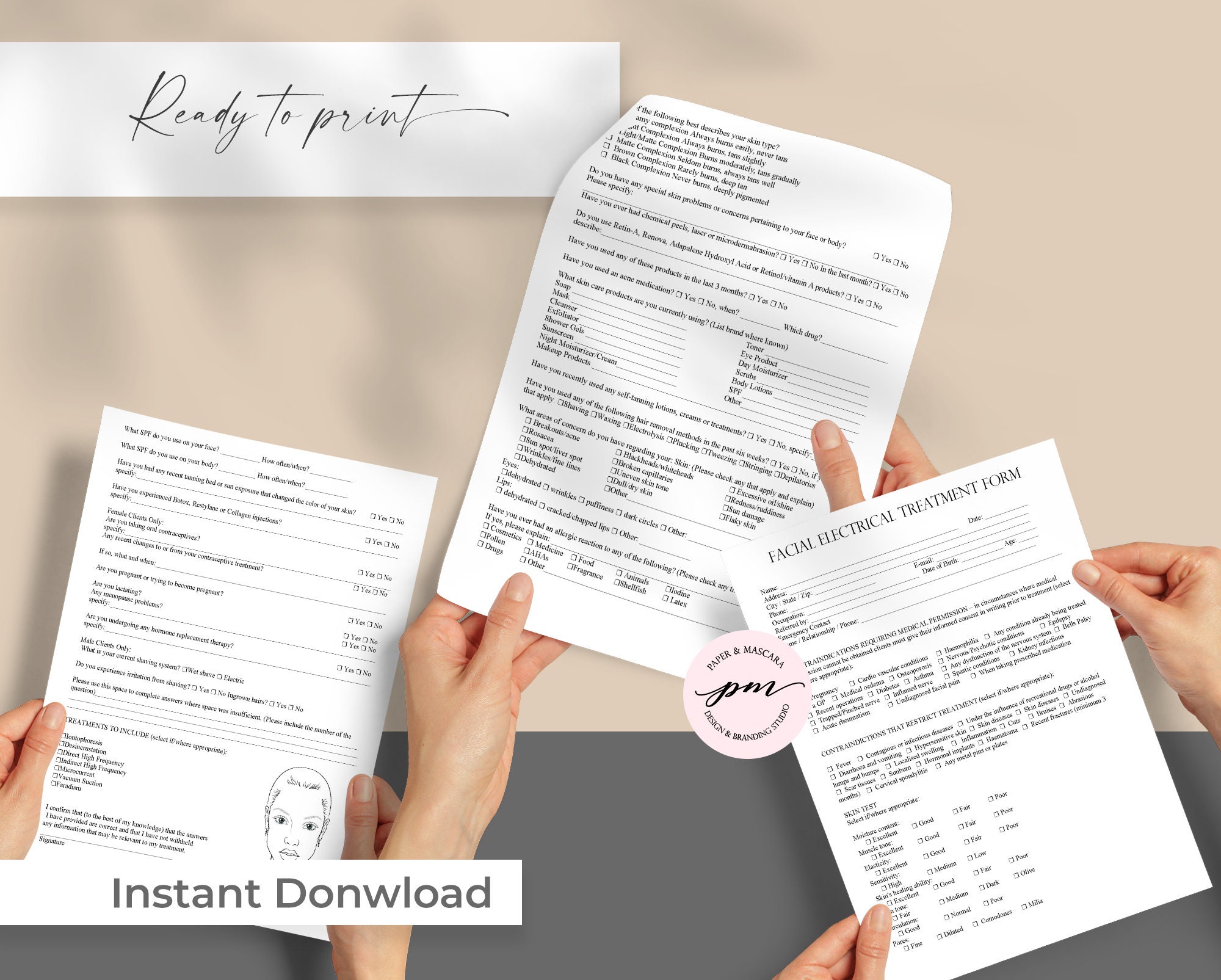 Electric Facial Consent Form Template Facial Consultation - Etsy