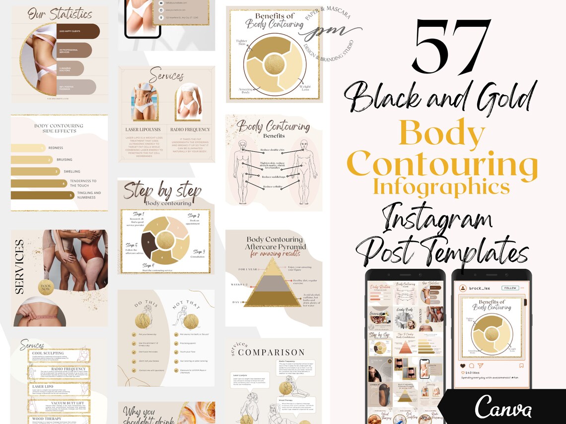 Body Contouring Instagram Post Templates Editable Body - Etsy