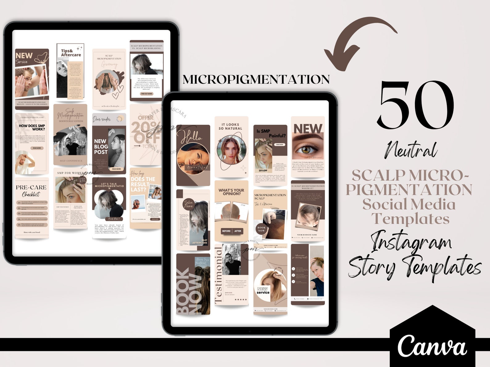 Neutral Permanent Makeup Templates 500 PMU Artist Instagram - Etsy