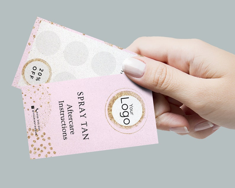 Editable Spray Tan Aftercare Card Spray Tan Loyalty Card | Etsy