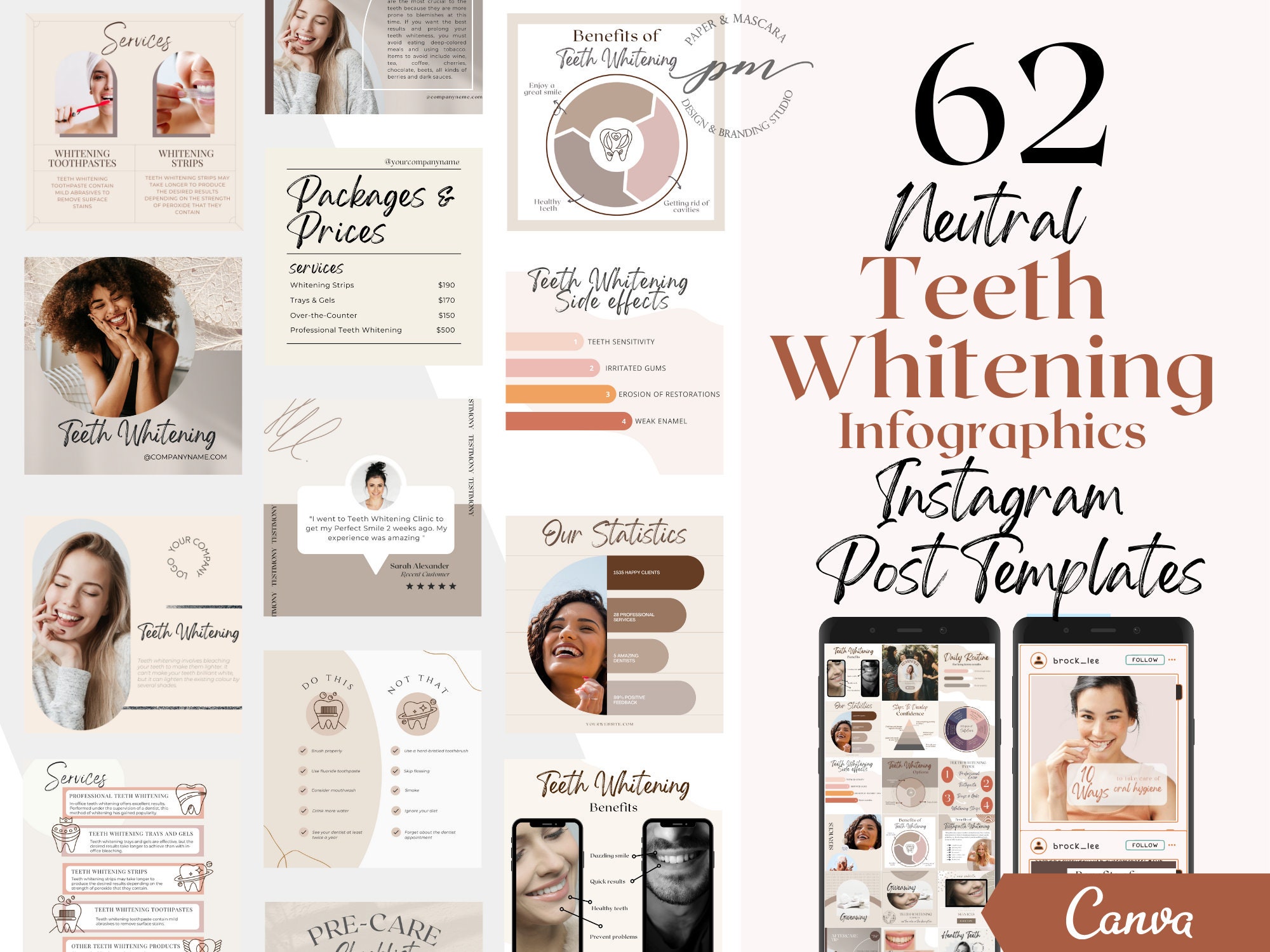 Teeth Whitening Instagram Post Templates, Editable Teeth Whitening ...