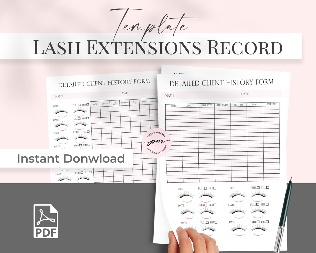 Eyelash Extensions Client History Form, Printable Lash Mapping Sheets ...