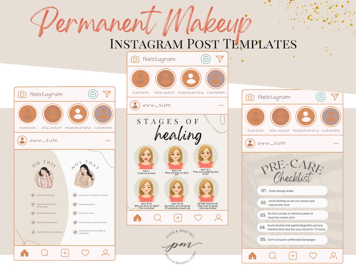 Permanent Makeup Instagram Post Templates Editable PMU Social - Etsy