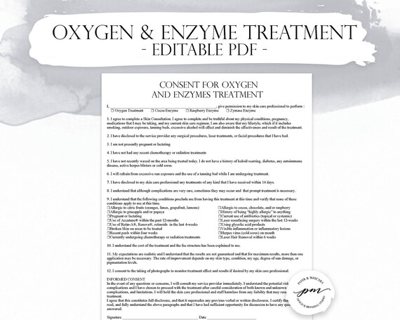 Oxygen and Enzyme Treatment Consent Form Facial Treatment | Etsy