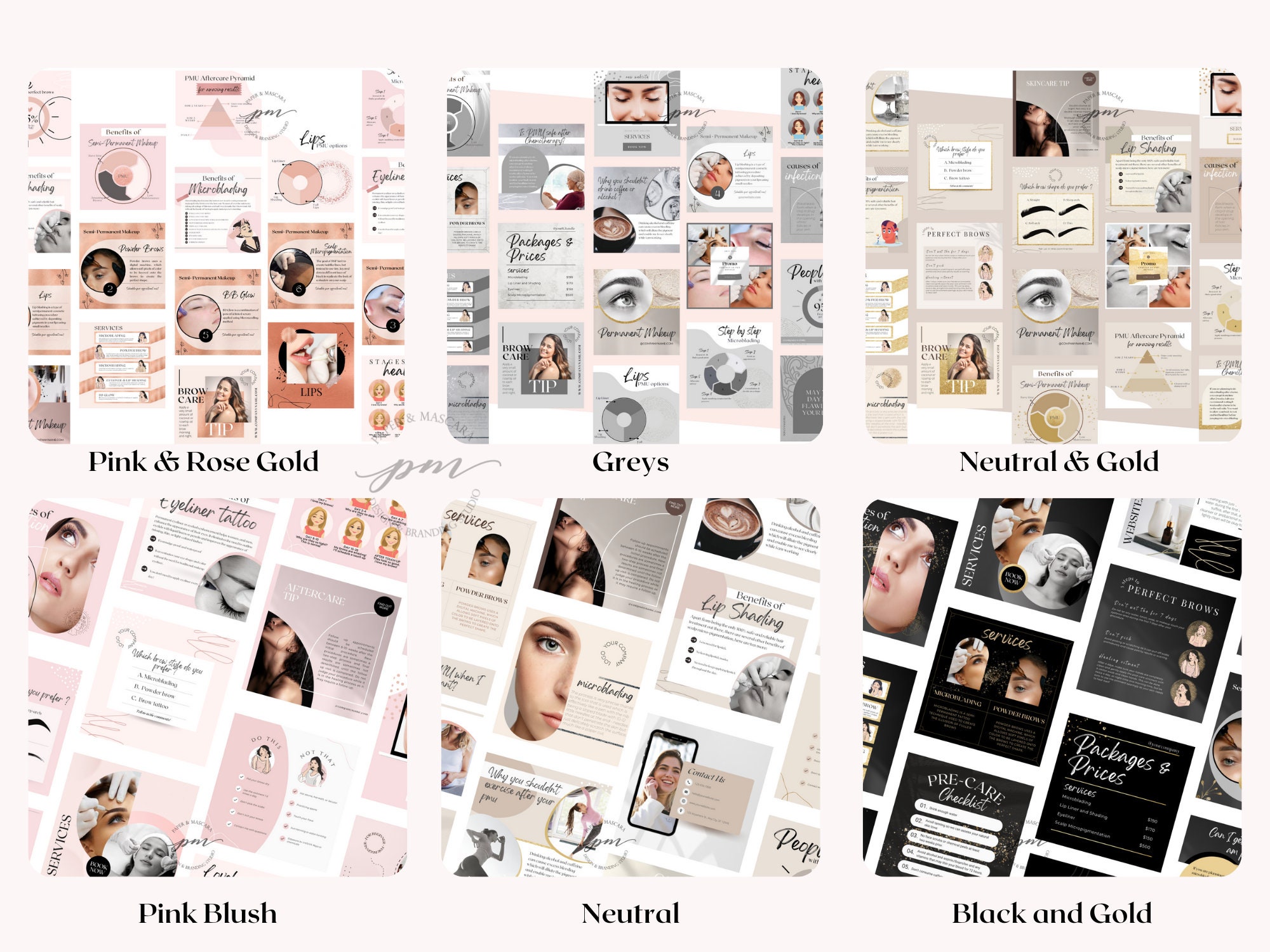 Permanent Makeup Instagram Post Templates, Editable PMU Social Media ...