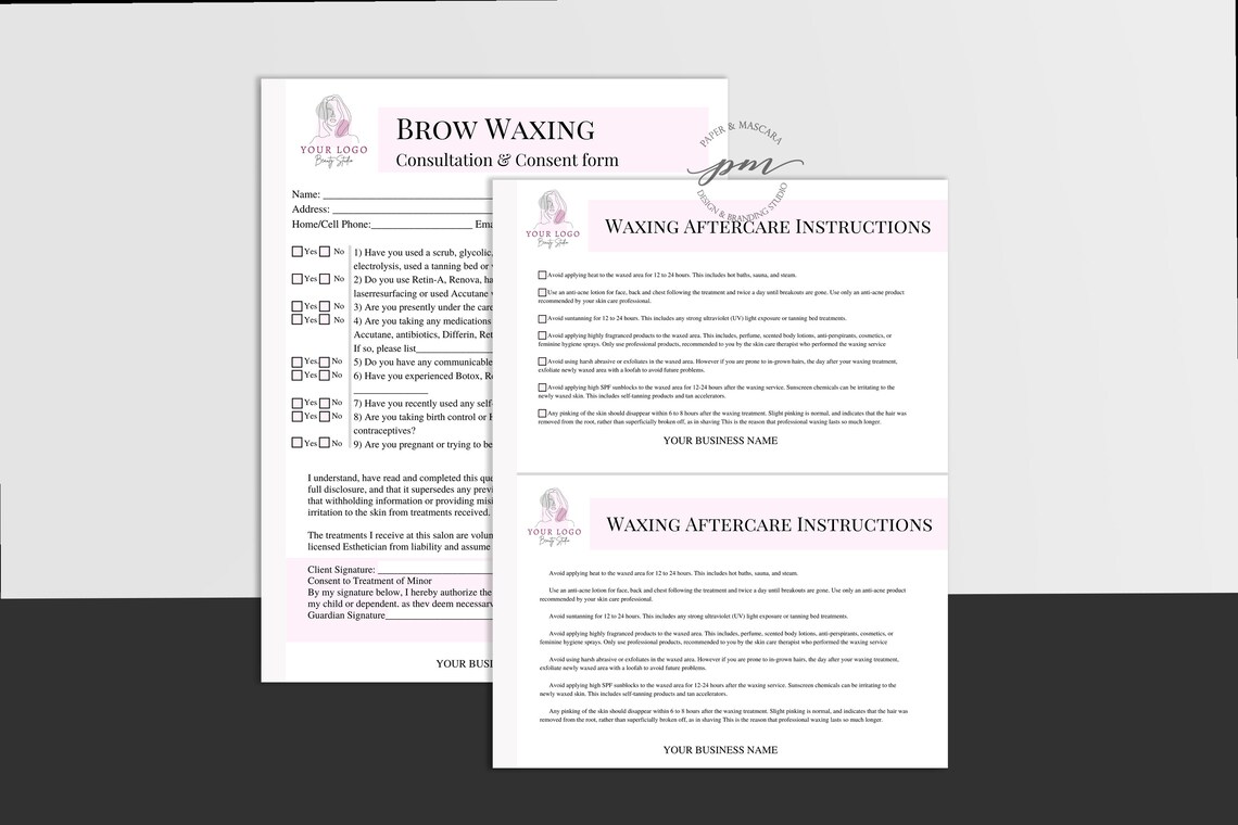 Editable Brow Waxing Form Template Customizable Eyebrow - Etsy