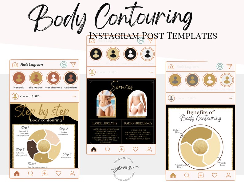 Body Contouring Instagram Post Templates Editable Body - Etsy