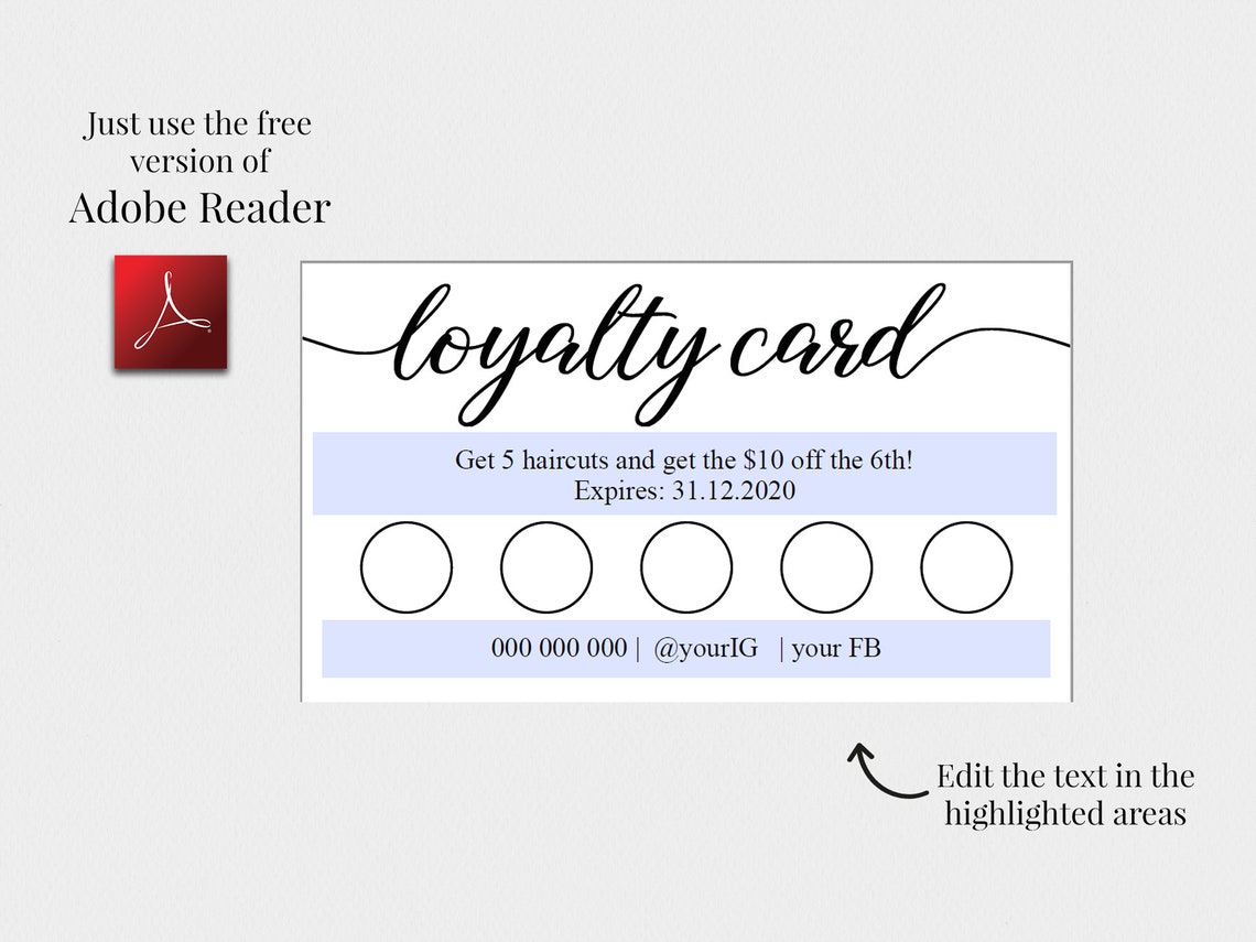 Customer Loyalty Card Template Editable Loyalty Cards - Etsy Australia