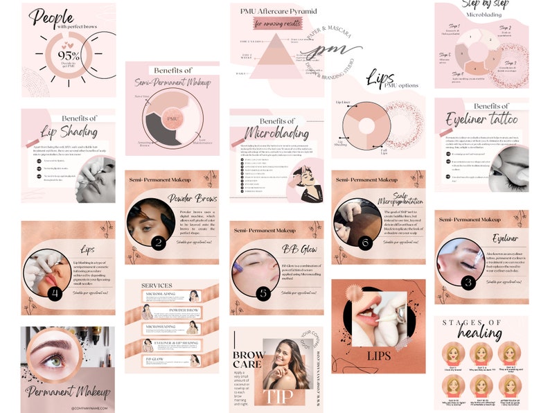 Permanent Makeup Instagram Post Templates Editable PMU Social | Etsy