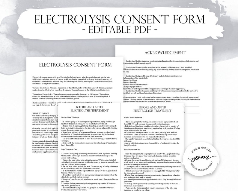 Electrolysis Consent Forms Electrolysis Client Consultation | Etsy