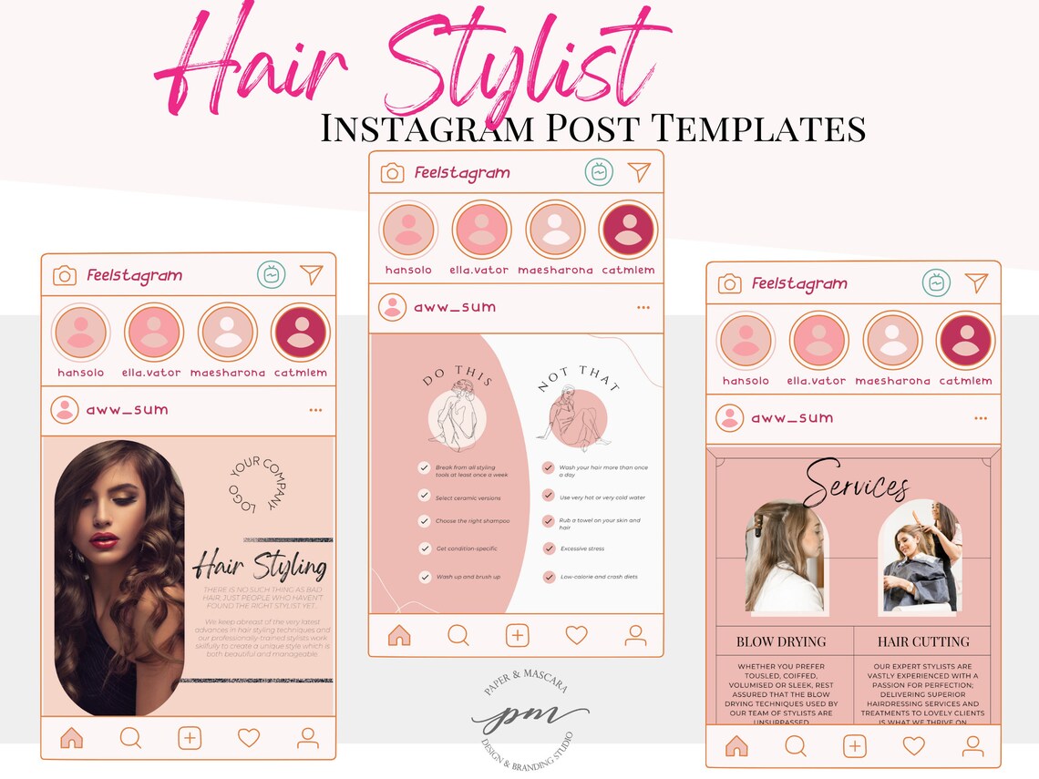 Hair Stylist Instagram Post Templates Editable Hair Stylist | Etsy