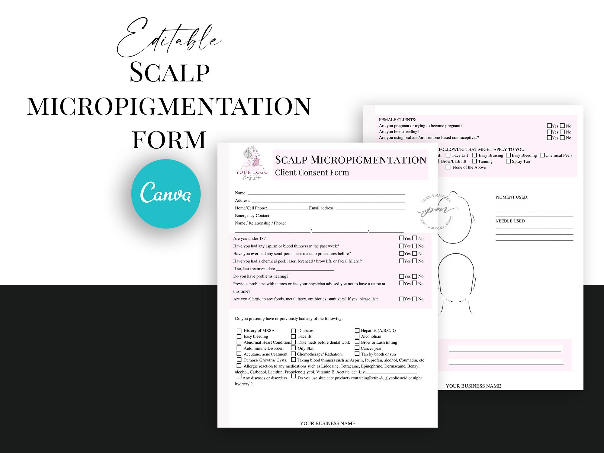 Editable Scalp Micropigmentation Form Template Scalp - Etsy UK
