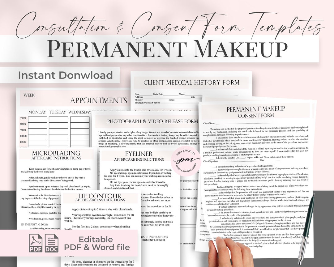 Editable Permanent Makeup Consent Form Templates, Permanent Makeup ...