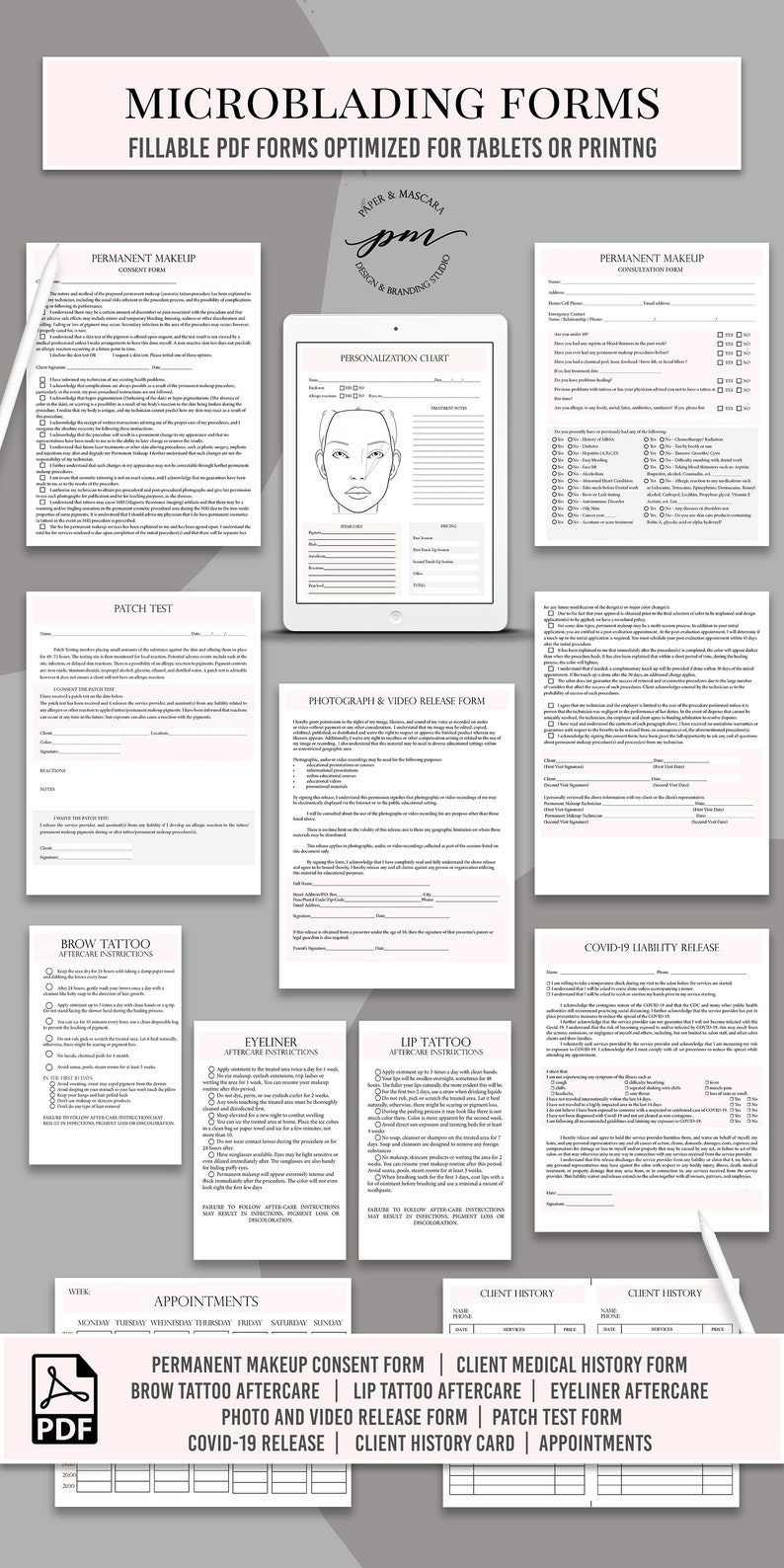 Permanent Makeup Consent Forms, Cliclable and Fillable Permanent Makeup ...