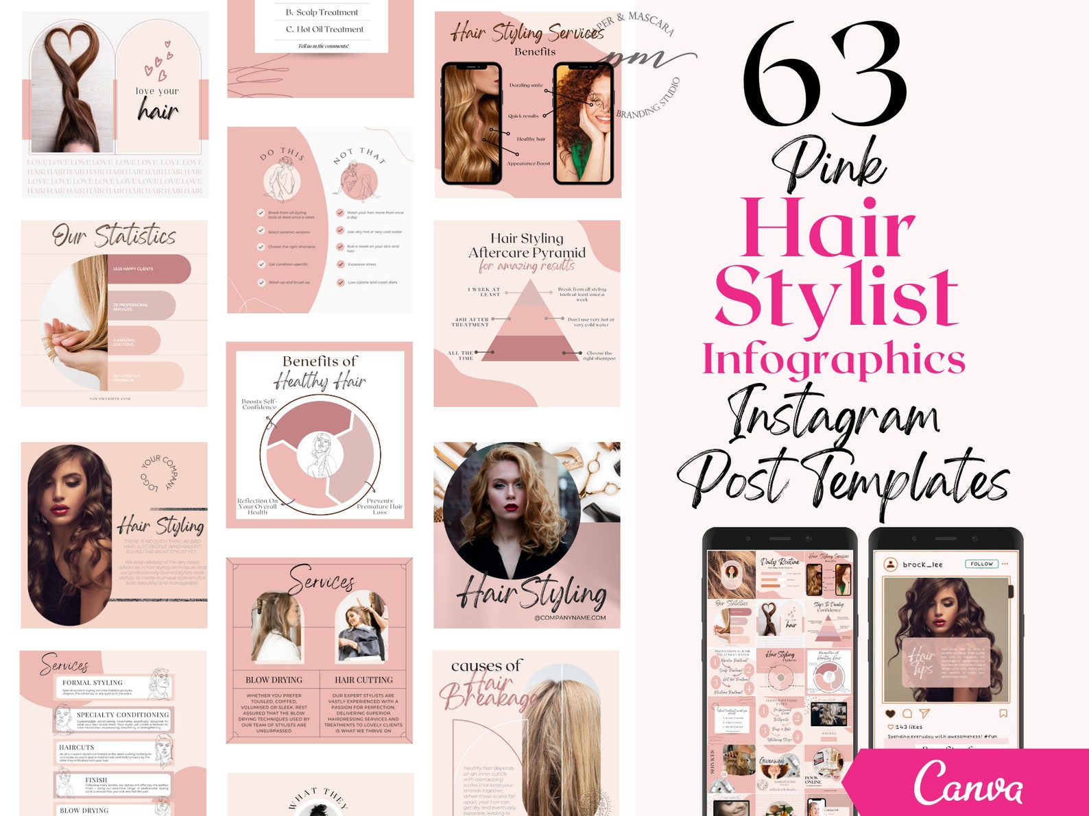 Hair Stylist Instagram Post Templates Editable Hair Stylist - Etsy