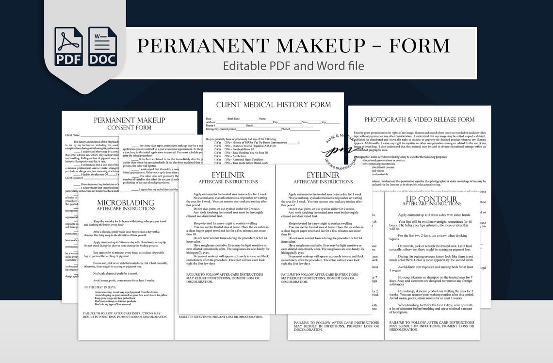 Editable Permanent Makeup Consent Forms Customizable - Etsy