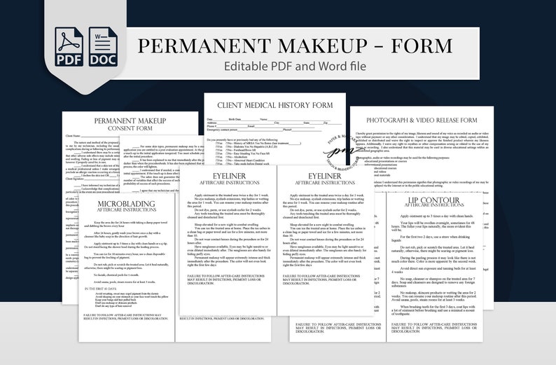 Editable Permanent Makeup Consent Forms Customizable - Etsy