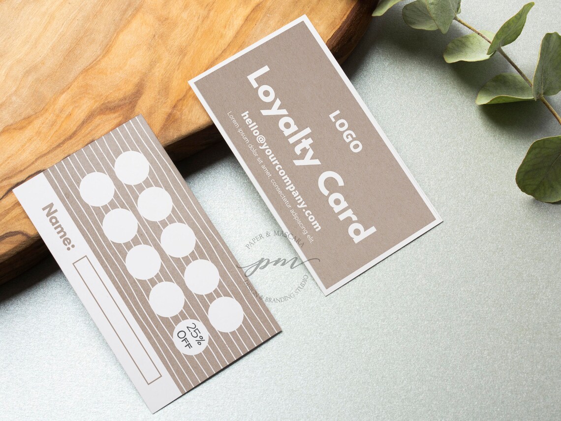 Craft Paper Loyalty Card Template Modern Editable Reward | Etsy