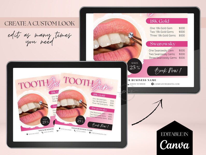 Editable Tooth Gem Flyer Template Tooth Charms Instagram - Etsy