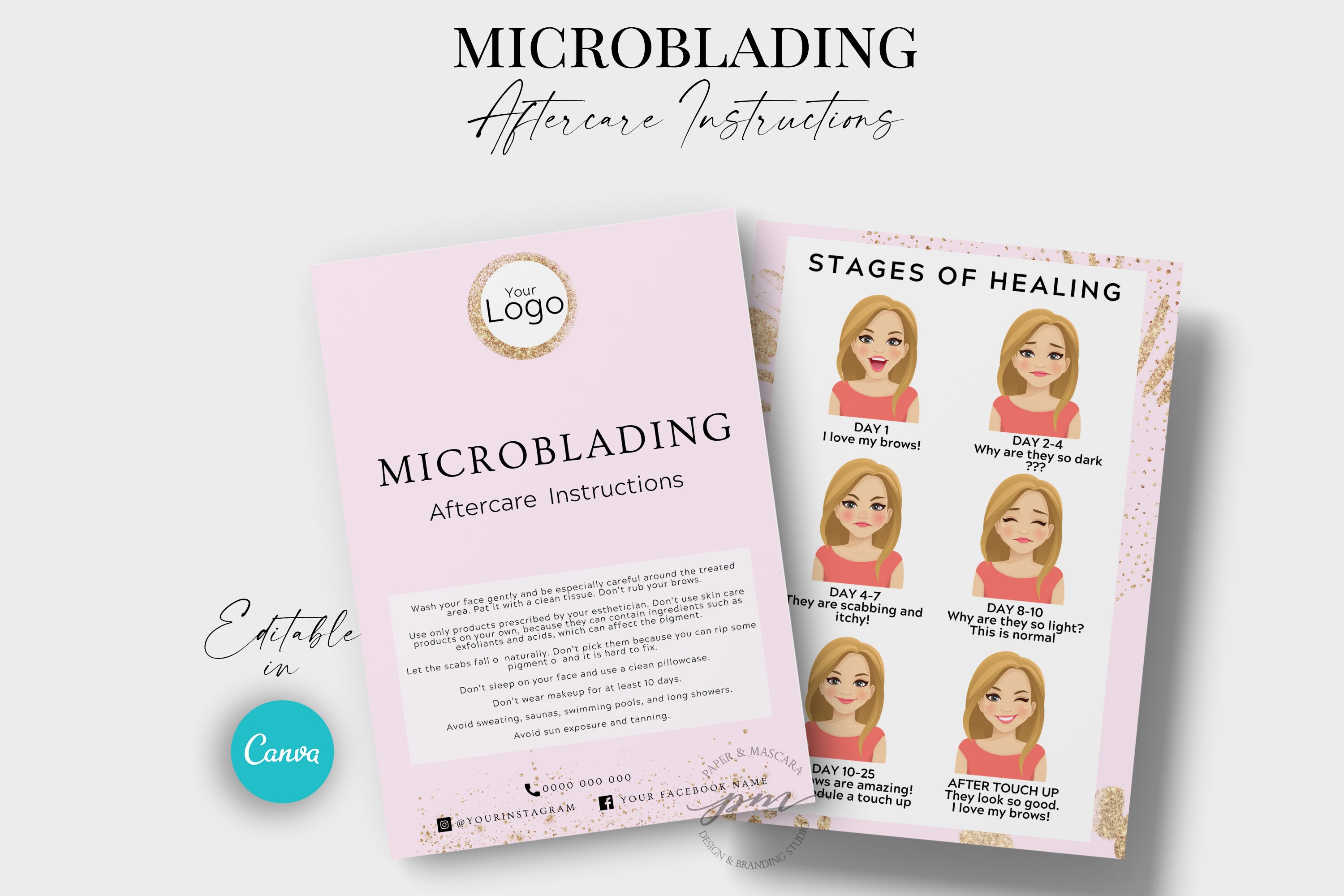 Editable Microblading Aftercare Instructions Editable | Etsy