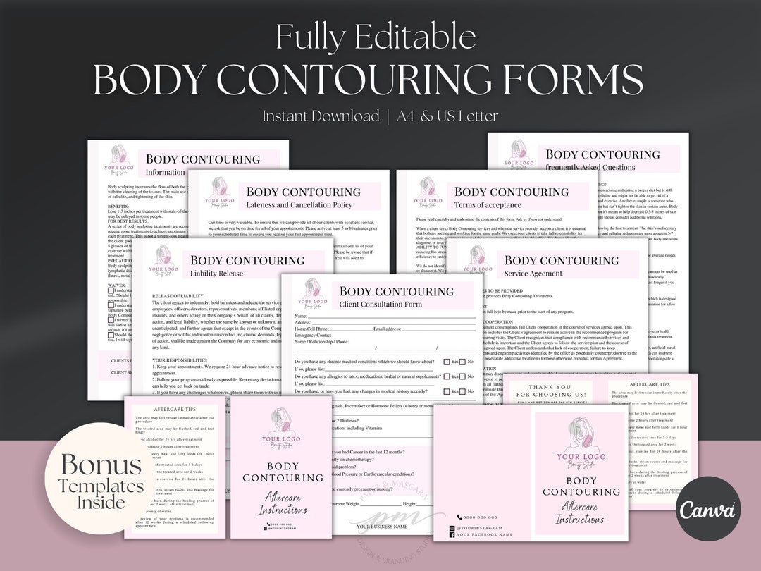 Body Contouring Client Form Templates, Editable Body Contouring Consent ...