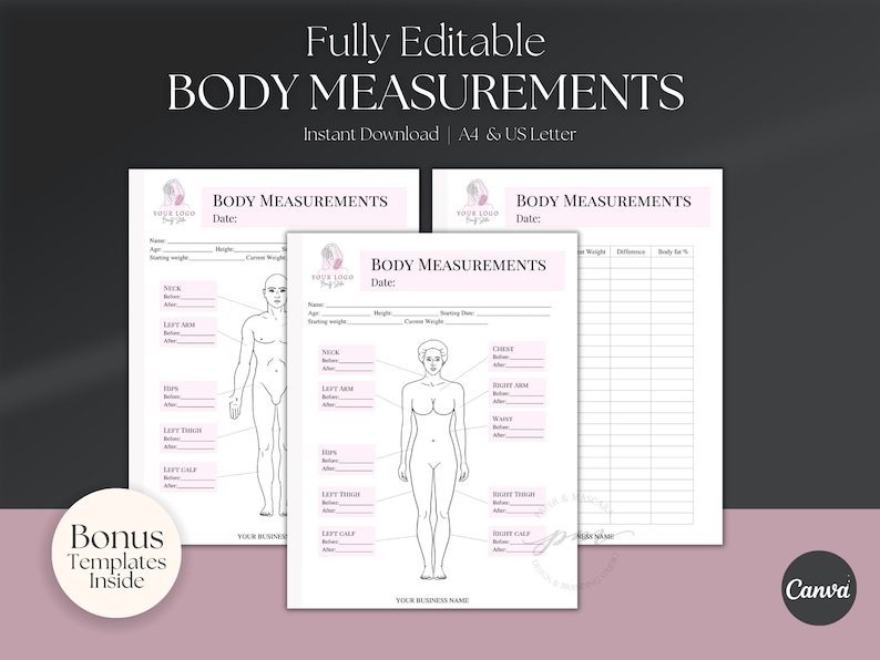 Editable Body Measurements Chart Template, Body Contouring Results ...