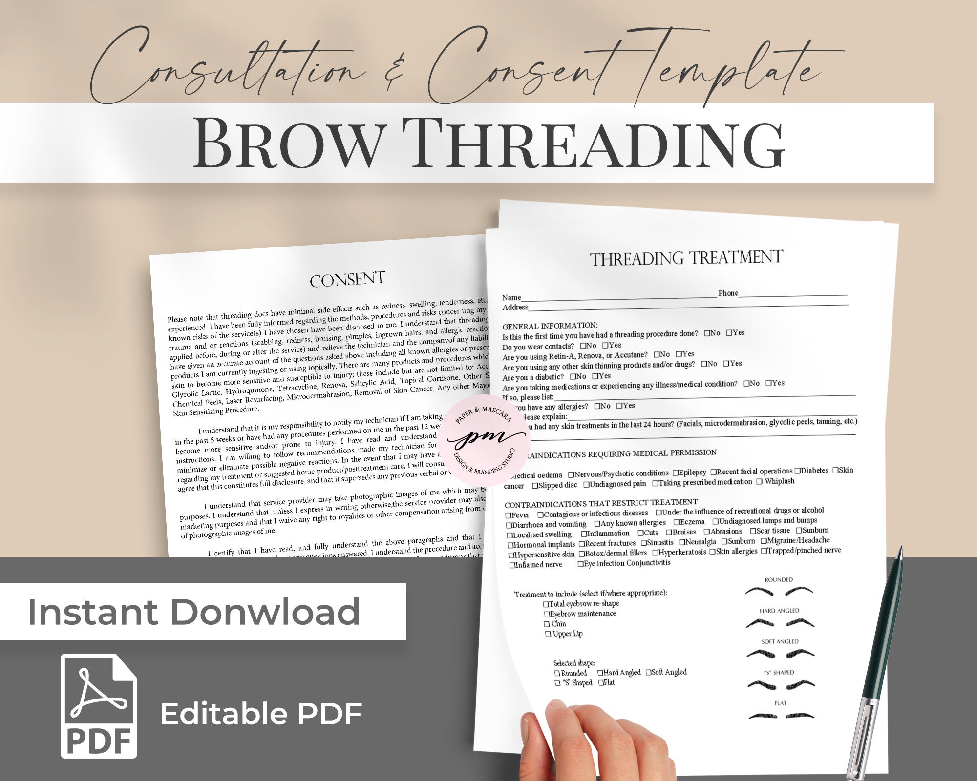 Eyebrow Threading Form Template Threading Consent Form - Etsy