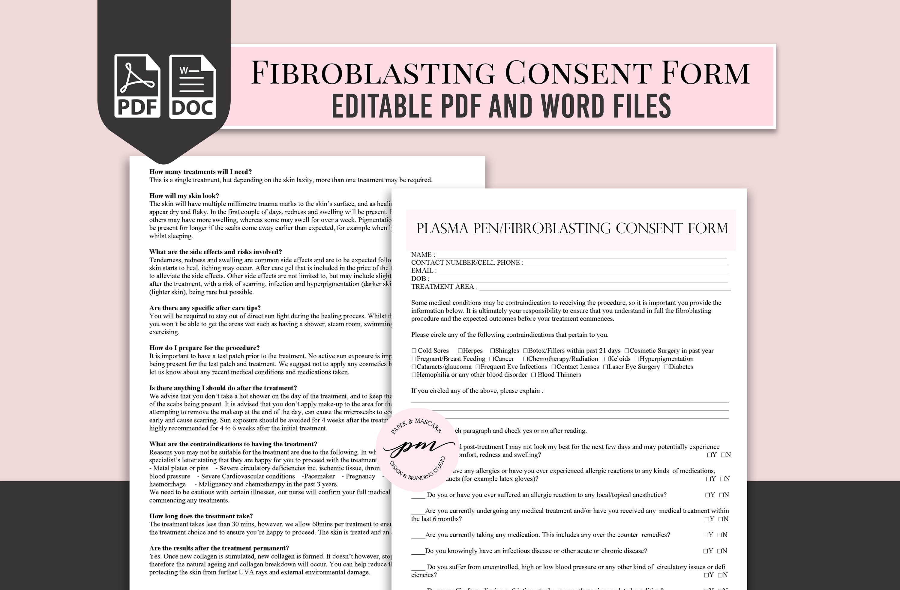 Fibroblast Consent Form Plasma Pen Consent Form Esthetician - Etsy Finland