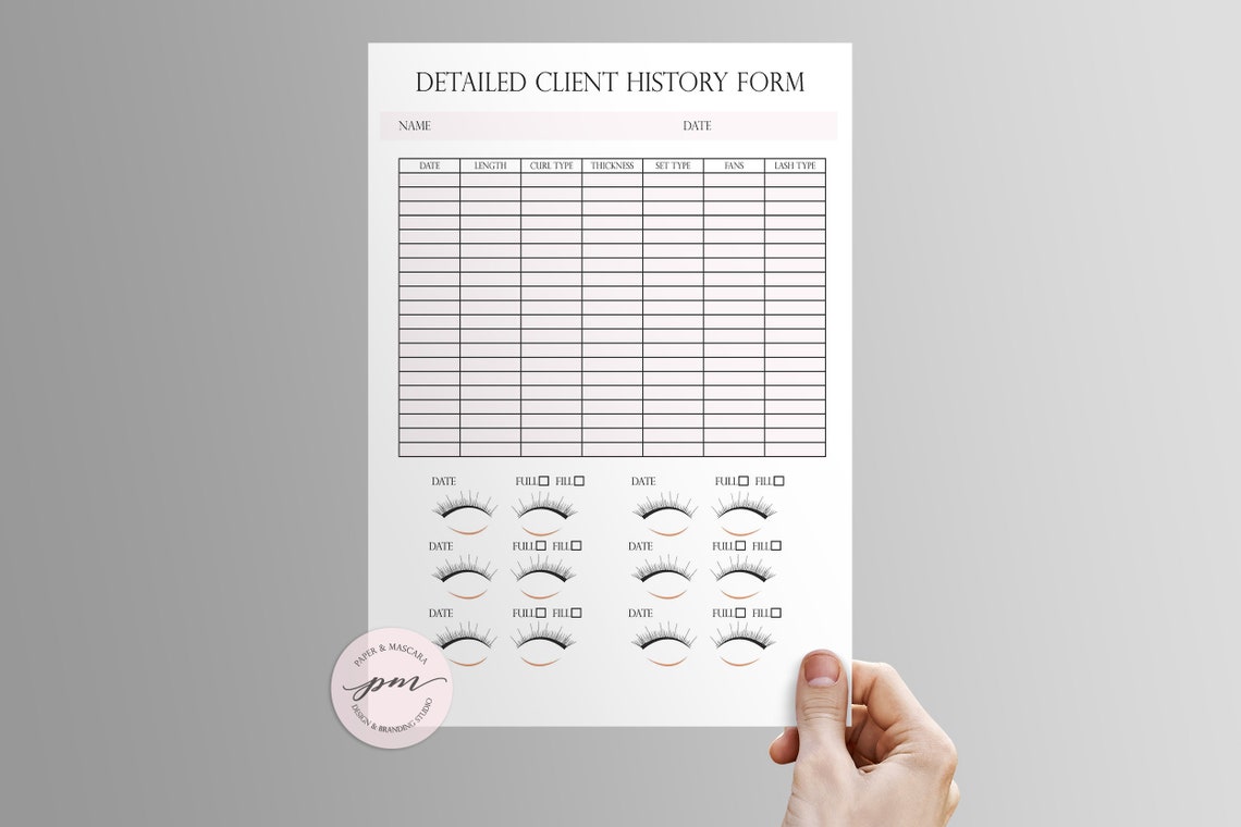 Eyelash Extensions Client History Form Printable Lash Mapping - Etsy