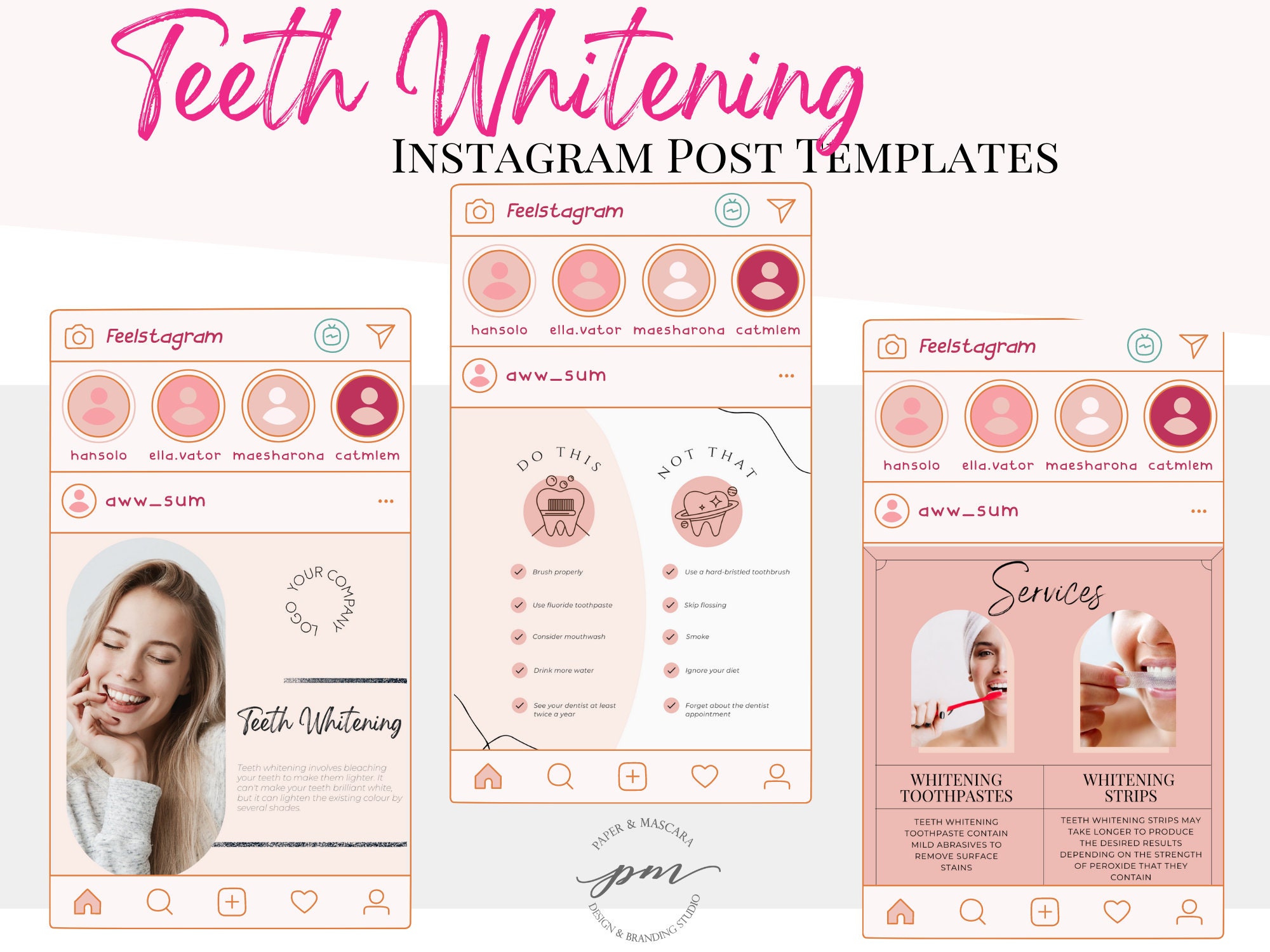 Teeth Whitening Instagram Post Templates Editable Teeth - Etsy Canada