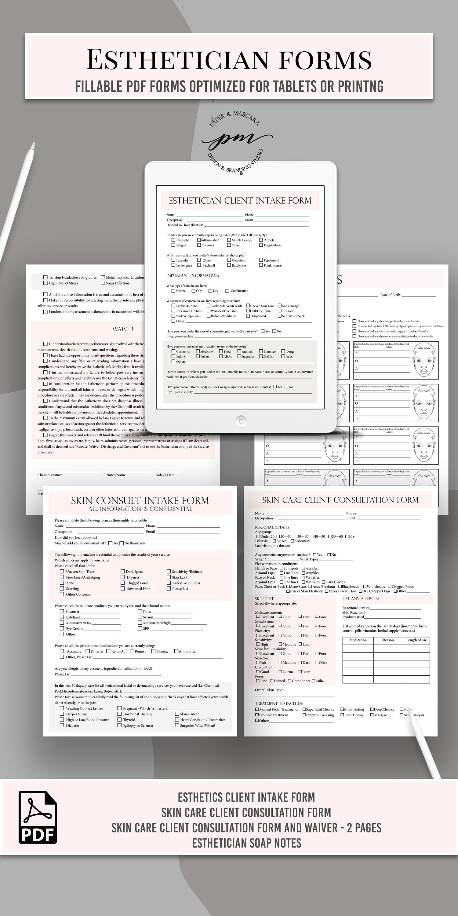 Esthetician Client Intake Form Skin Care Consultation Form - Etsy Canada