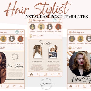 Hair Stylist Instagram Post Templates, Editable Hair Stylist Social ...