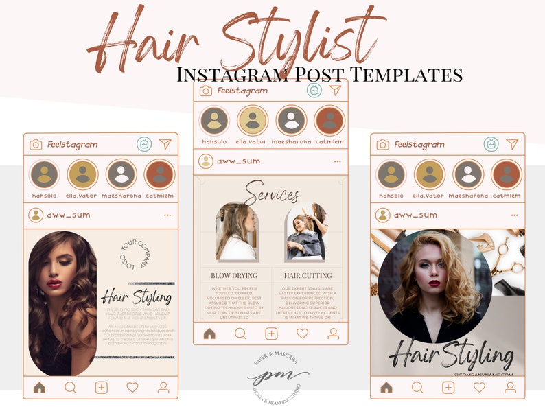 Hair Stylist Instagram Post Templates Editable Hair Stylist - Etsy