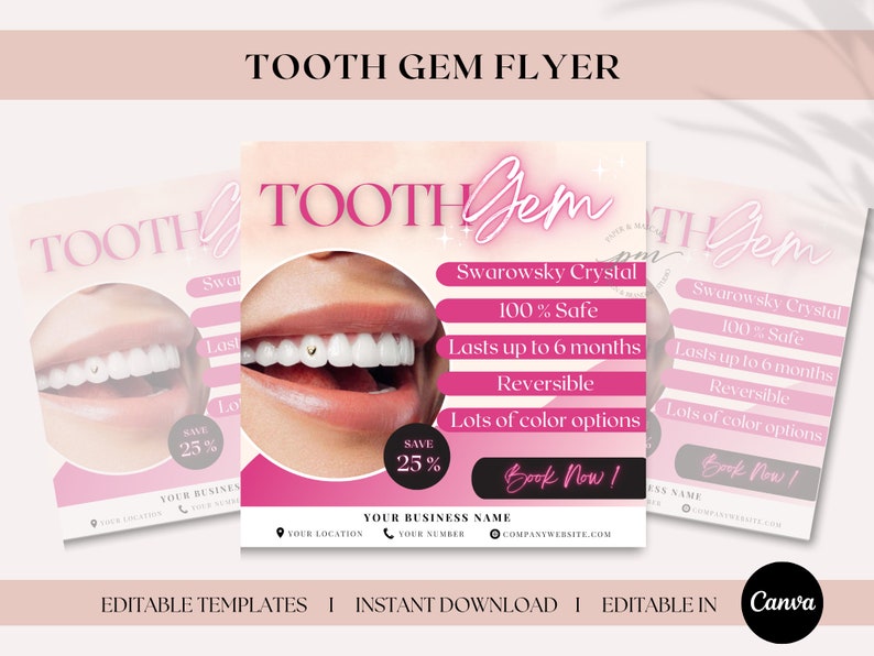 Editable Tooth Gem Flyer Template Tooth Charms Instagram - Etsy