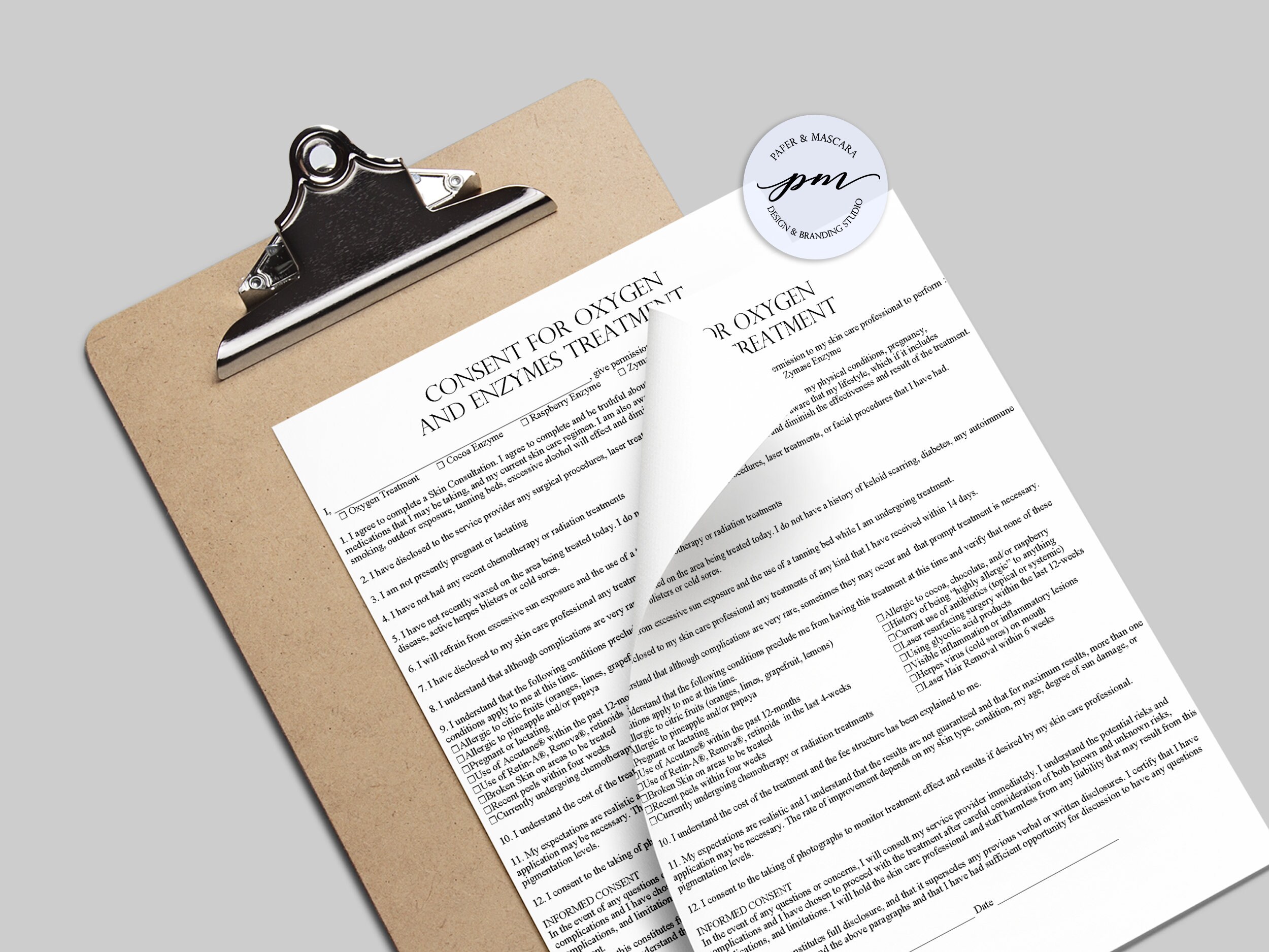 Oxygen and Enzyme Treatment Consent Form Template, Facial Treatment ...