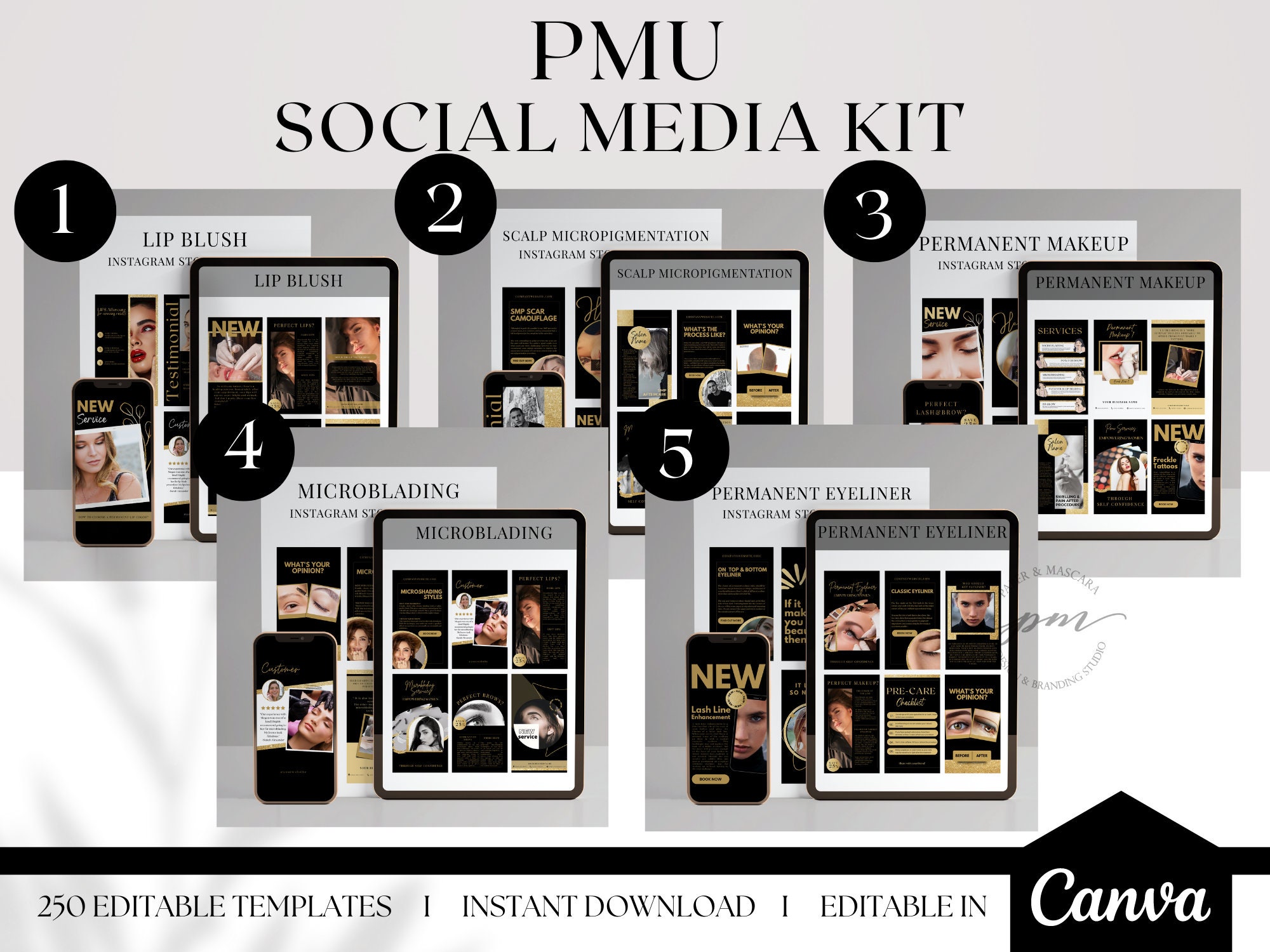 250 Permanent Makeup Instagram Story Templates Editable PMU - Etsy