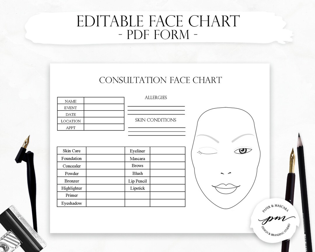 Editable Makeup Artist Face Chart Freelance Makeup Artist Etsy
