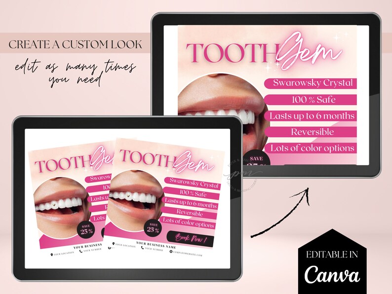 Editable Tooth Gem Flyer Template Tooth Charms Instagram - Etsy