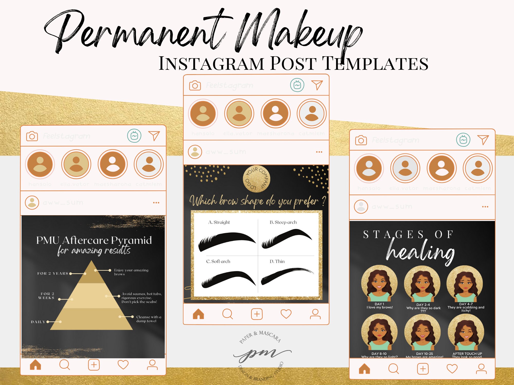 Permanent Makeup Instagram Post Templates, Editable PMU Social Media ...