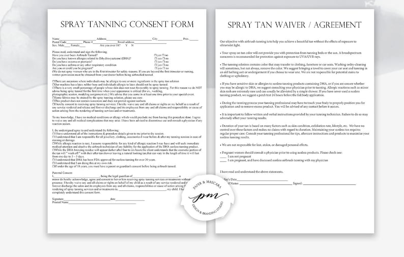 Spray Tan Business Form Templates Editable Spray Tan Consent - Etsy
