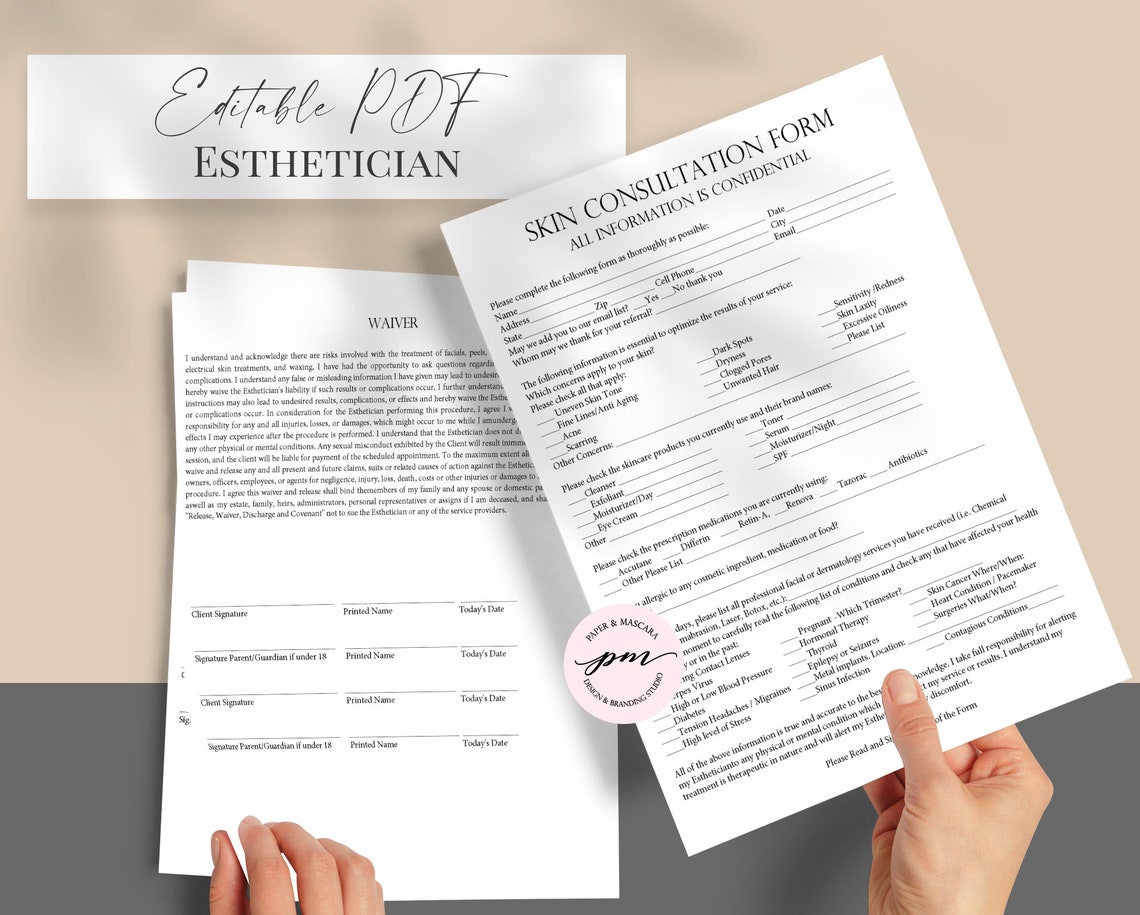 Esthetician Client Intake Form Template, Skin Care Consultation Form ...