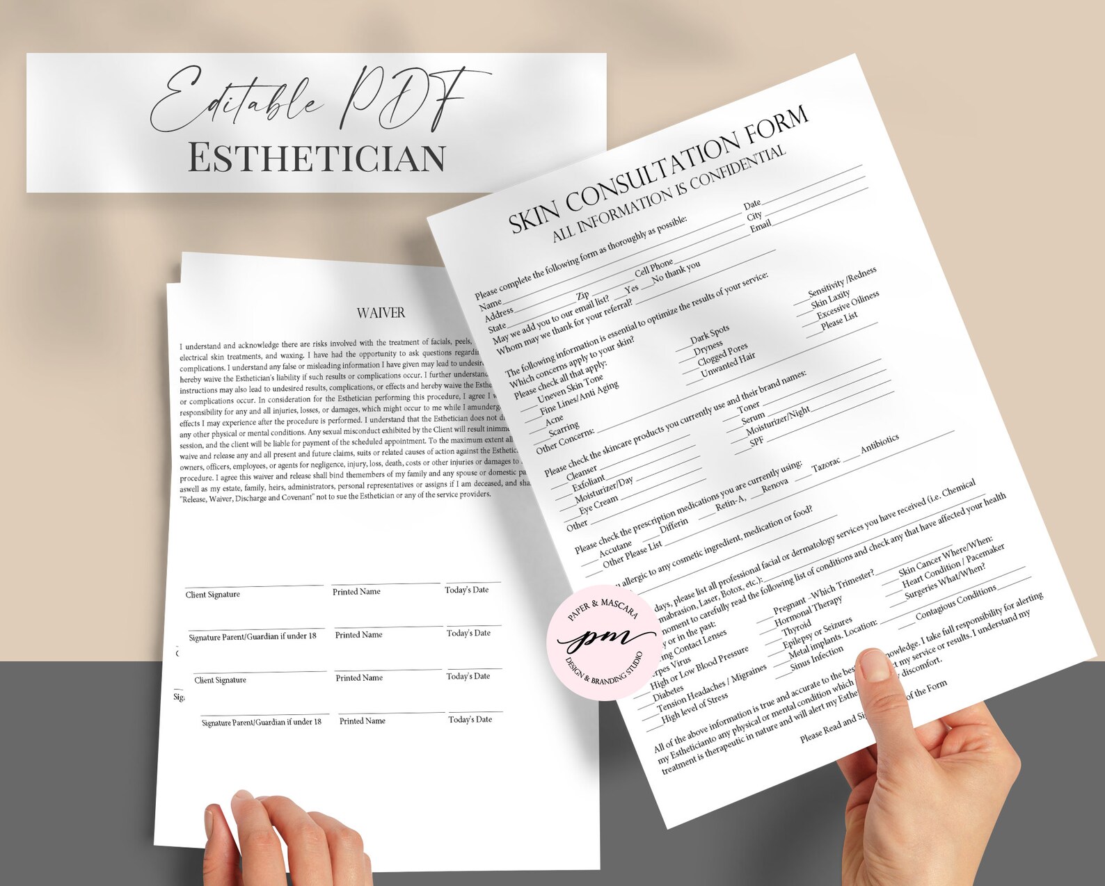 Esthetician Client Intake Form Template, Skin Care Consultation Form ...